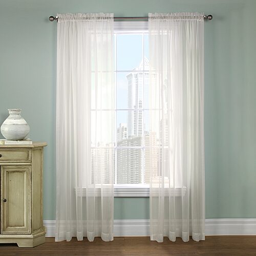 Habitat Rhapsody Voile Sheer Rod Pocket Light Filtering style Allows Natural Light Flow Curtain Panel 54" x 84" Shell - Eggshell