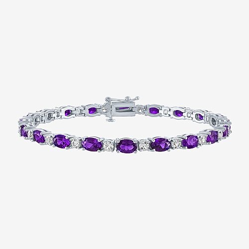 Click here for Gemstone Sterling Silver Oval 7.5 Inch Tennis Brac... prices