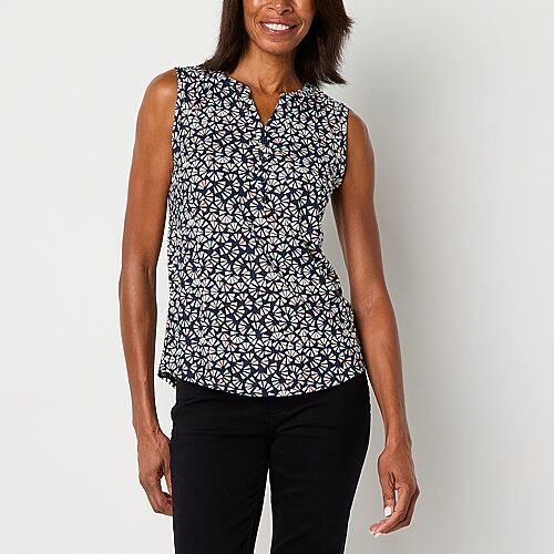 Click here for Liz Claiborne Womens Split Crew Neck Sleeveless Ta... prices