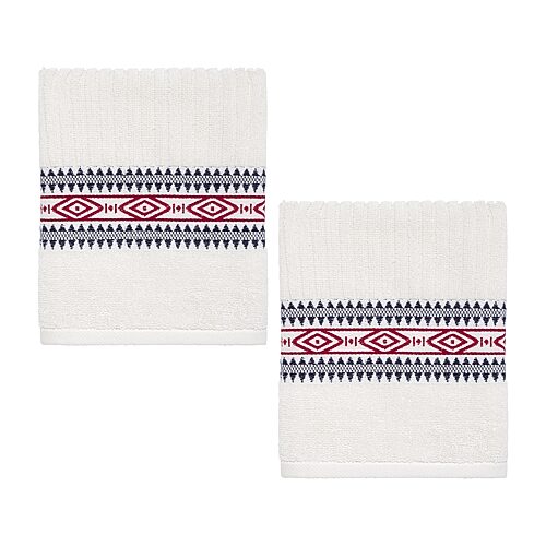 Izod Holiday Cotton 2-Pack Hand Towel Set  16 x 28 - White