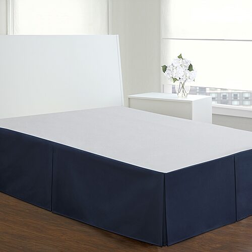 Click here for Fresh Ideas Poplin Tailored Bed Skirt  Queen - Nav... prices