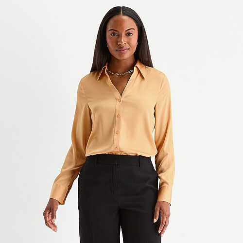 Click here for Worthington Womens Cuffed Long Sleeve Fitted Butto... prices