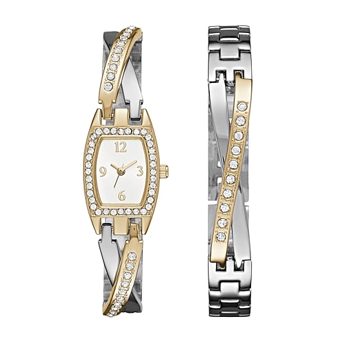 Click here for Geneva Womens Two-Tone Bangle Watch Boxed Set  One... prices
