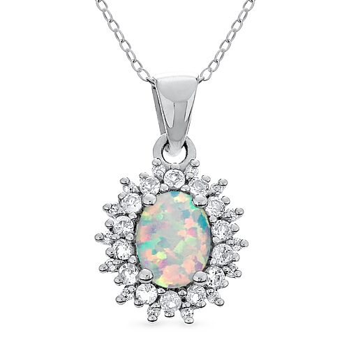 Click here for Womens Lab Created White Opal Sterling Silver 18 I... prices