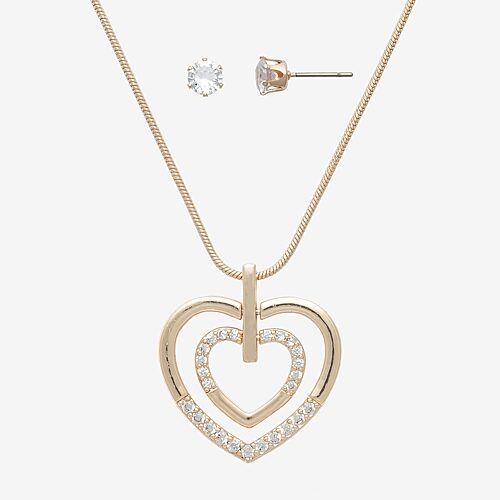 Click here for Mixit Womens Cubic Zirconia Heart Hypoallergenic 2... prices