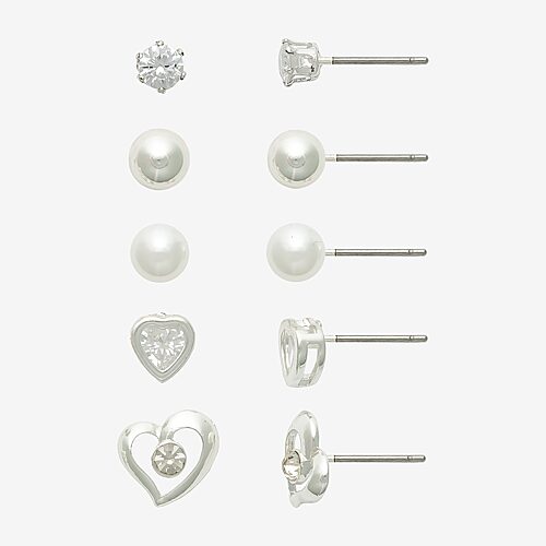 Click here for Mixit Womens Simulated Pearl Heart Round Hypoaller... prices