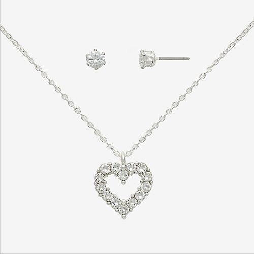 Click here for Mixit Womens Crystal Heart Hypoallergenic 2-pc. Je... prices