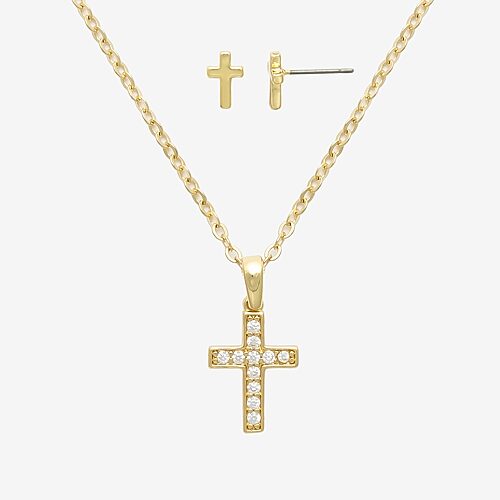 Click here for Mixit Womens Cross Hypoallergenic 2-pc. Jewelry Se... prices