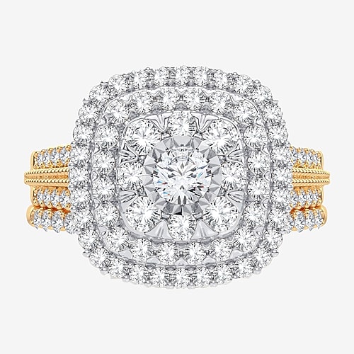 Click here for 1 CT. T.W. Natural Diamond Cushion Side Stone Halo... prices