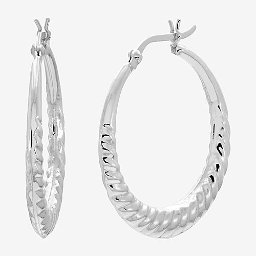 Click here for Womens Sterling Silver 28.7mm Hoop Earrings  One S... prices