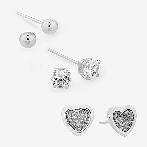 Click here for Womens Cubic Zirconia Sterling Silver Ball 3 Pair... prices