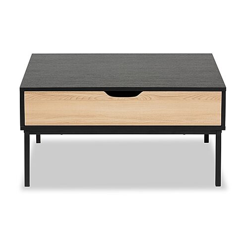 Baxton Studio Haben Modern and Contemporary Two-Tone Oak Brown and Black Finished Wood Coffee Table