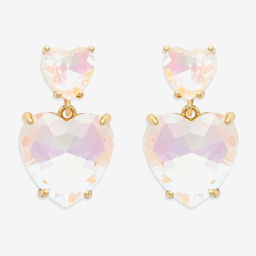 Click here for Bijoux Bar Gold Tone Womens Pink Glass Heart Drop... prices