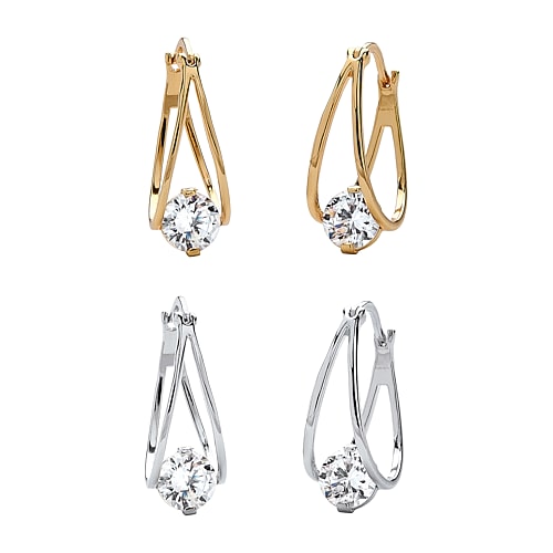 Click here for DiamonArt White Cubic Zirconia 14K Gold Over Brass... prices