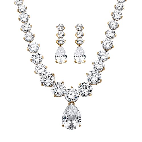 Click here for DiamonArt Womens 2-pc. White Cubic Zirconia 14K Go... prices