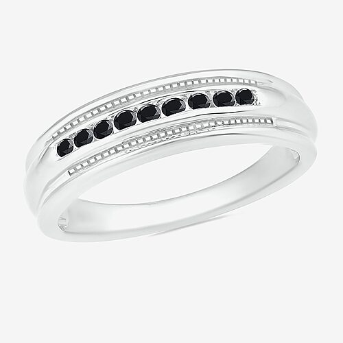 Click here for Mens 3MM 1/4 CT. T.W. Natural Black Diamond 10K Go... prices