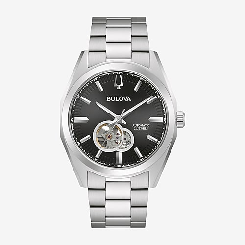 Bulova Mens Automatic Surveyor Stainless Steel Bracelet Watch 42mm - Silver-tone