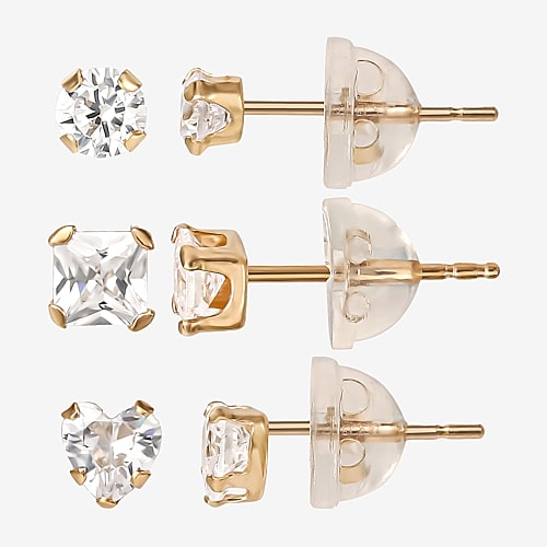 Click here for Childs 14K Gold Cubic Zirconia Stud Earring Set  O... prices