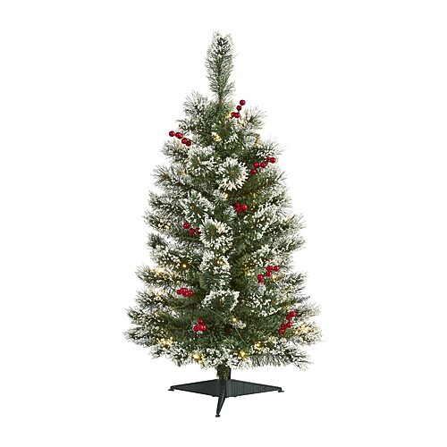 Click here for Nearly Natural 3 Foot Flocked Pine Pre-Lit Christm... prices