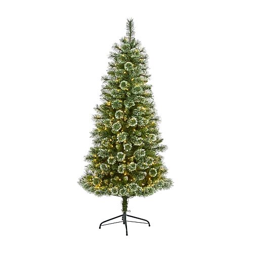 Click here for Nearly Natural 6 Foot Flocked Pine Pre-Lit Christm... prices