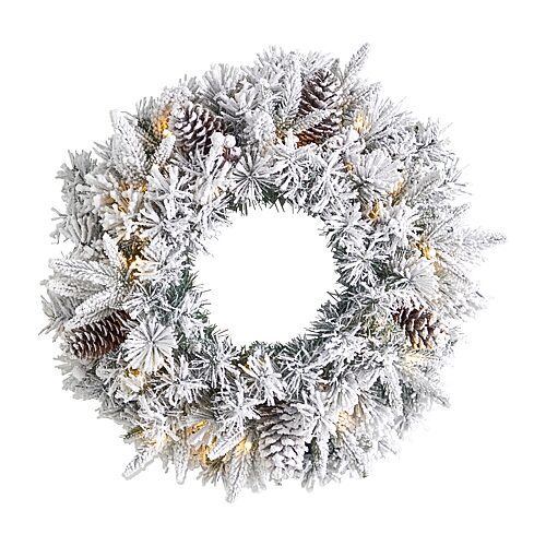 Click here for Nearly Natural Pre-Lit Wreath  One Size  Green prices