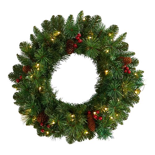 Click here for Nearly Natural Pre-Lit Wreath  One Size  Green prices