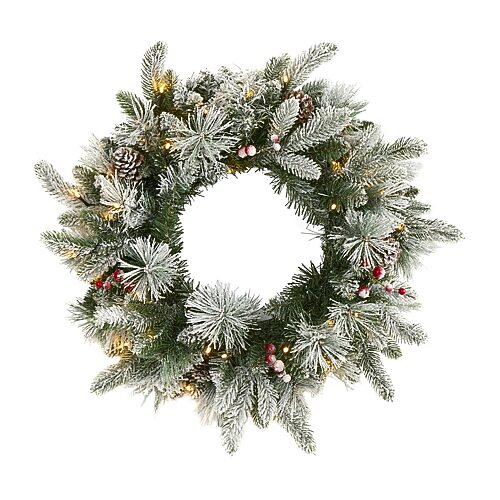 Click here for Nearly Natural Pre-Lit Wreath  One Size  Green prices