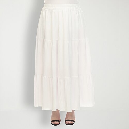 Click here for Plus Size White Mark Pleated Tiered Maxi Skirt prices