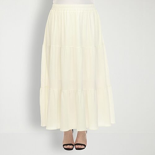 Click here for Plus Size White Mark Pleated Tiered Maxi Skirt prices