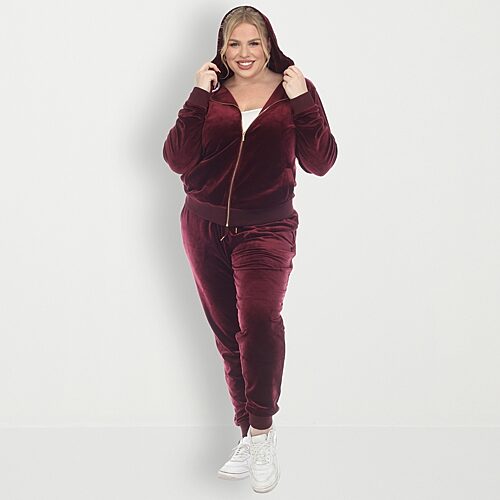 Click here for Plus Size White Mark Two Piece Velour Tracksuit Se... prices