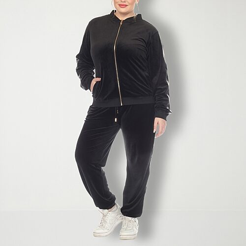 Click here for White Mark Plus Size Faux Leather Stripe Velour 2... prices
