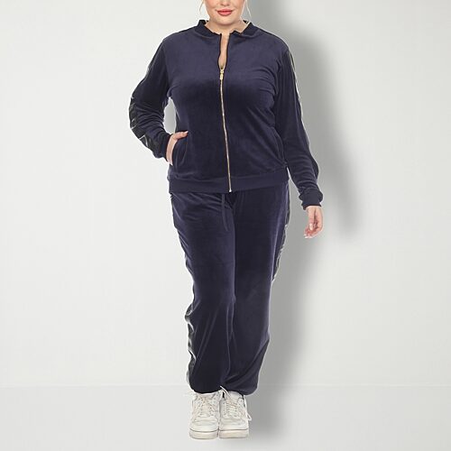 Click here for Plus Size White Mark 2pc. Tracksuit Set w/ Faux Le... prices
