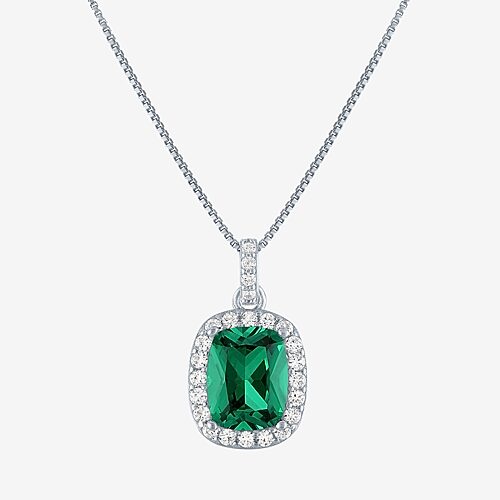 Click here for Womens Lab Created Gemstone Sterling Silver Halo P... prices