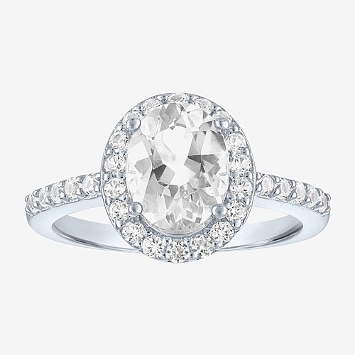 Click here for Gemstone Sterling Silver Oval Halo Side Stone Cock... prices