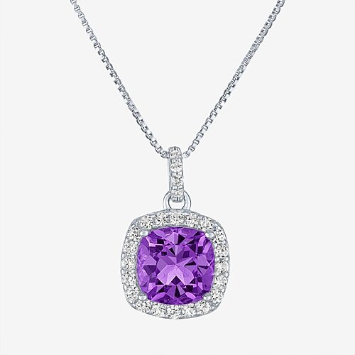 Click here for Womens Gemstone Sterling Silver Cushion Pendant Ne... prices