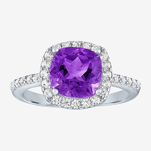 Click here for Womens Gemstone Sterling Silver Halo Cushion Cockt... prices