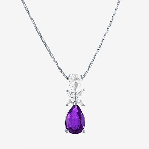 Click here for Womens Gemstone Sterling Silver Pear Pendant Neckl... prices