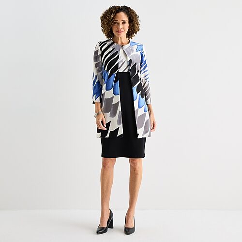 Click here for Danny & Nicole Womens Midi Fitted Abstract Jacket... prices