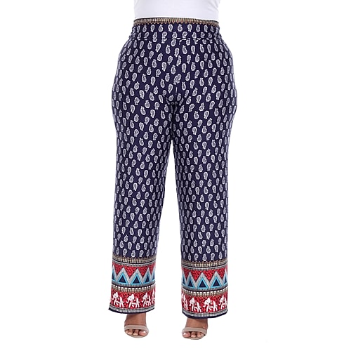 Click here for Plus Size Printed Palazzo Pants - Navy prices