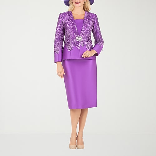 Click here for Giovanna Collection 3-pc. Skirt Suit  18  Purple prices