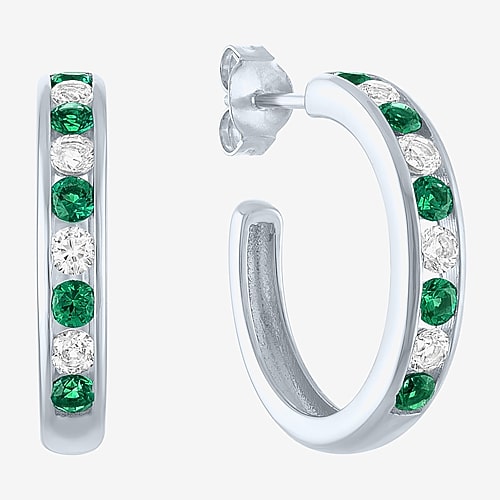 Click here for Gemstone Sterling Silver 20mm Hoop Earrings  One S... prices