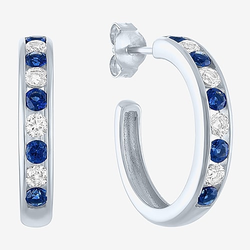 Click here for Gemstone Sterling Silver 20mm Hoop Earrings  One S... prices