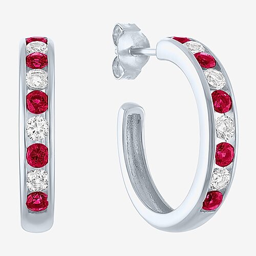 Click here for Gemstone Sterling Silver 20mm Hoop Earrings  One S... prices