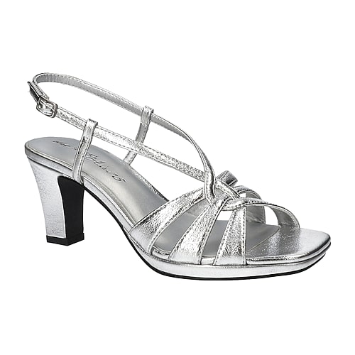Easy Street Womens Valorie Square Toe Platform Sandals - Silver Crinkled