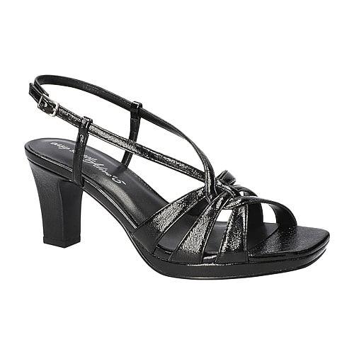 Easy Street Womens Valorie Square Toe Platform Sandals - Black Crinkled