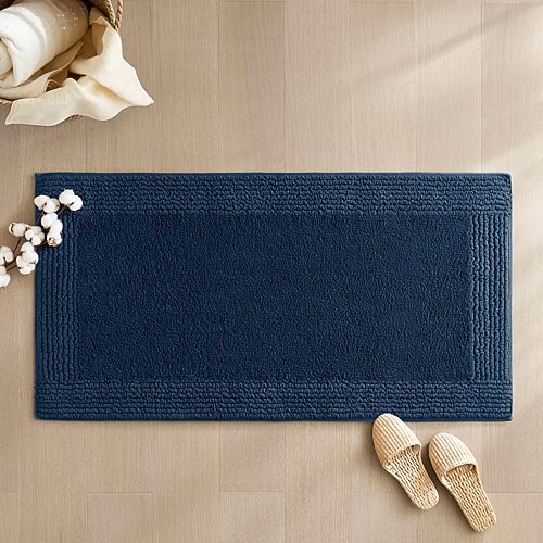 Madison Park Signature Splendor Reversible Tufted Cotton Bath Rug  20 x 30 - Navy