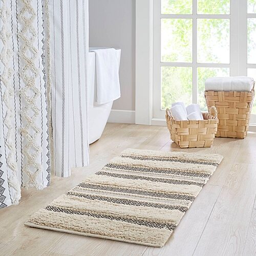 Inkivy Asher Woven Texture Stripe Bath Rug