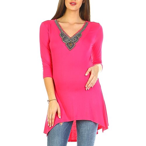 Click here for White Mark Calla Embellished Tunic- Maternity  Sma... prices