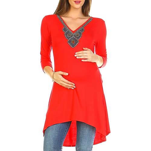 Click here for White Mark Calla Embellished Tunic- Maternity  Sma... prices