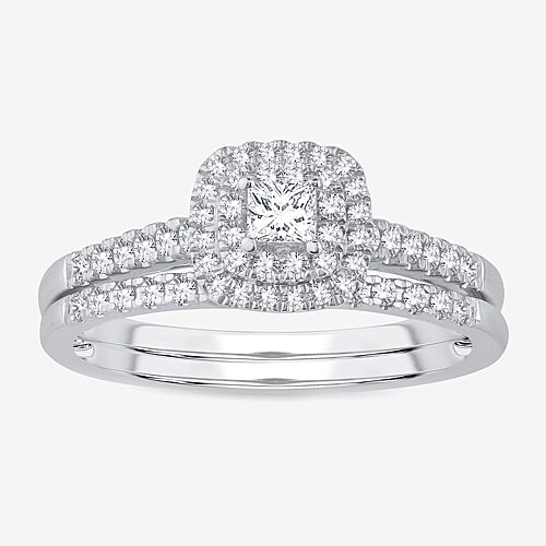 Click here for 1/2 CT.T.W. Natural Diamond Cushion Shape Side Sto... prices